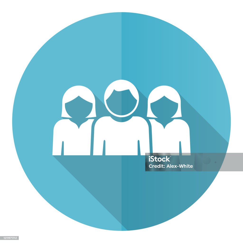 People Blue Round Flat Design Vector Icon Isolated On White Background