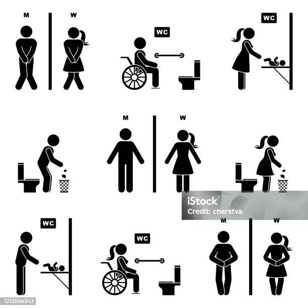 Homme De Figure De Bâton Dicône De Toilette Et Ensemble Dillustration
