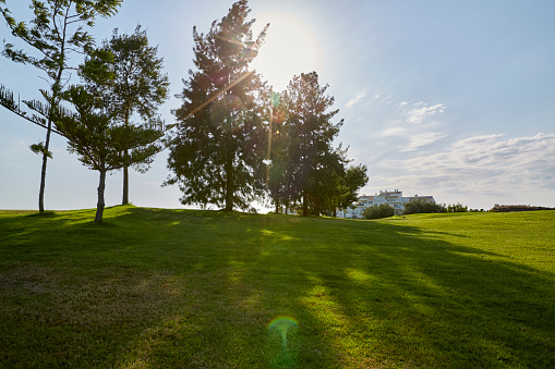 Lanskap Hijau Dengan Danau Pepohonan Dan Lapangan Golf Foto Stok ... Lanskap Hijau Dengan Danau Pepohonan Dan Lapangan Golf Foto Stok ...