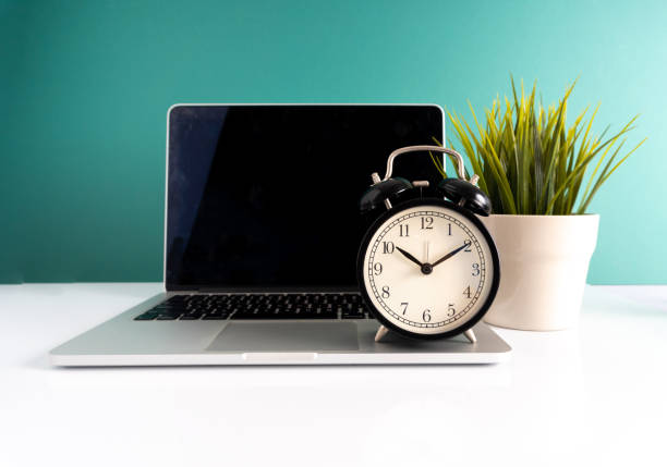 Free Stock Photo of Digital Clock on Laptop Screen | Download Free ...