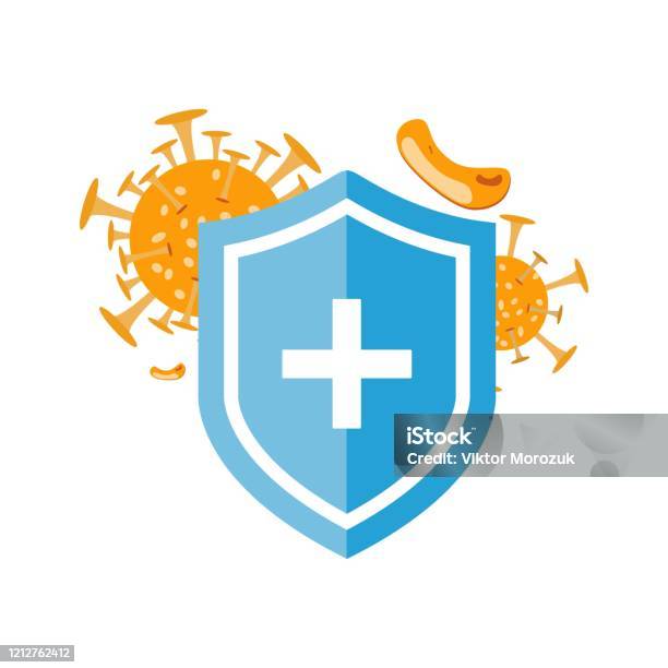 Immune System Vector Icon Logo Protection Against Bacteria Health