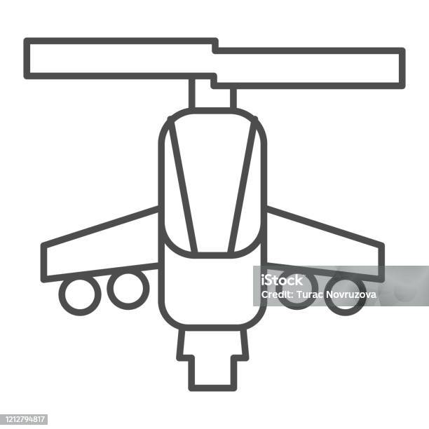 Icône Mince De Ligne Dhélicoptère De Combat Arme Dattaque Symbole De