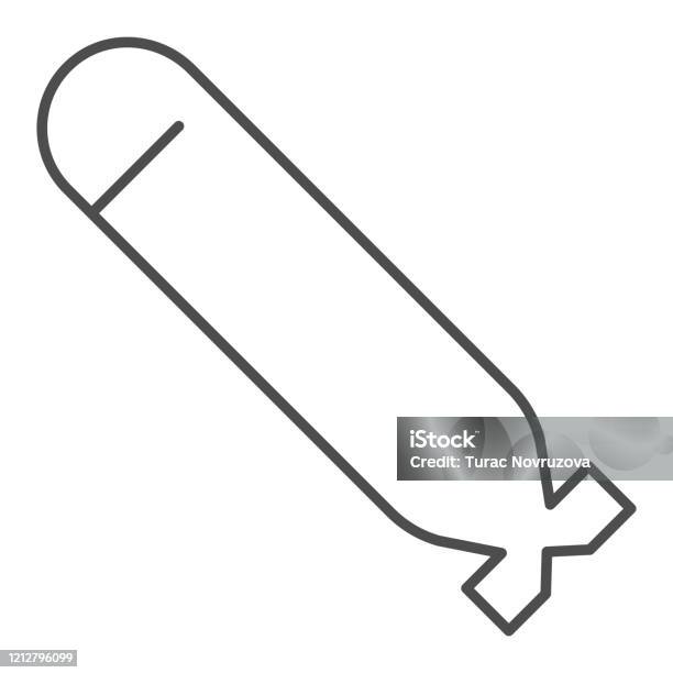 Icône Mince De Ligne De Torpille Symbole Darme De Missile Sousmarin