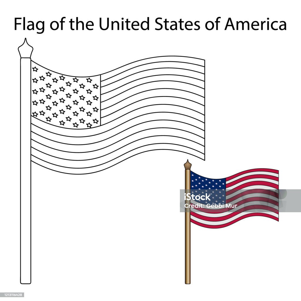 Ilustrasi Vektor Bendera Nasional Amerika Serikat Buku Mewarnai Untuk ... Ilustrasi Vektor Bendera Nasional Amerika Serikat Buku Mewarnai Untuk ...