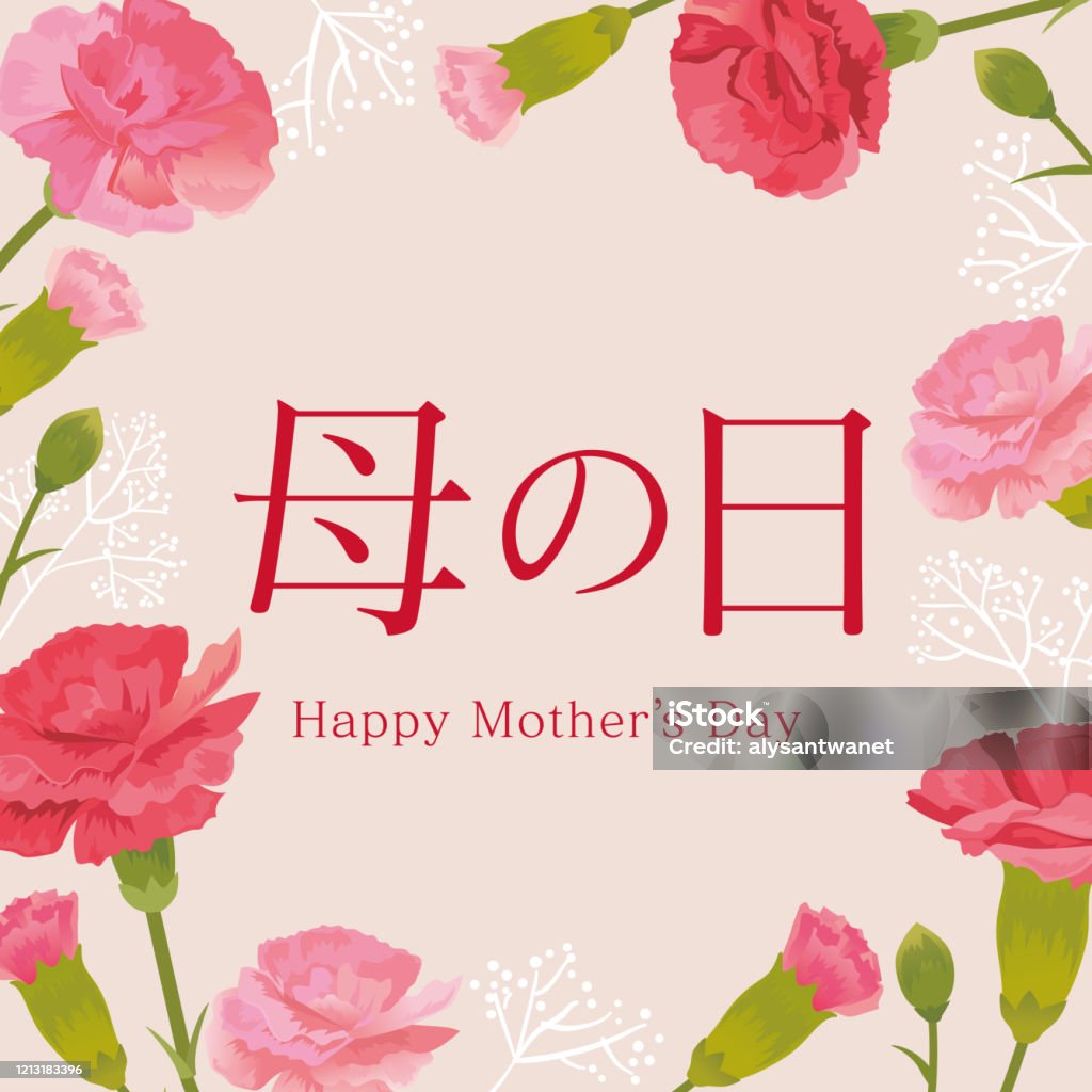 Mothers Day Carnation Flower Frame Stock Illustration Download Image