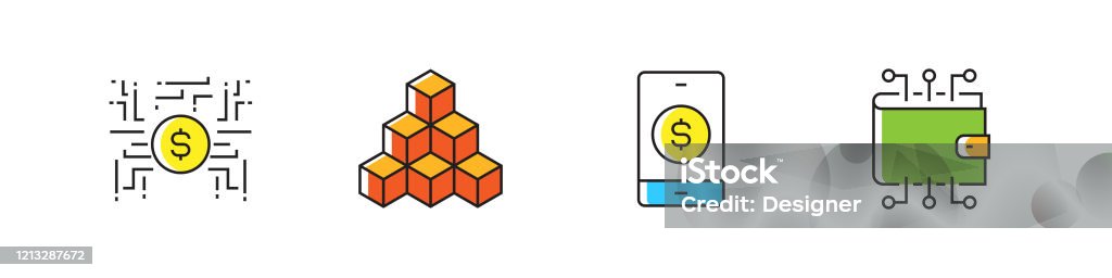 Ilustración De Iconos De Línea Vectorial Relacionados Con Fintech