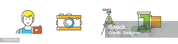 Ilustración De Iconos De Línea Vectorial Relacionados Con La Fotografía