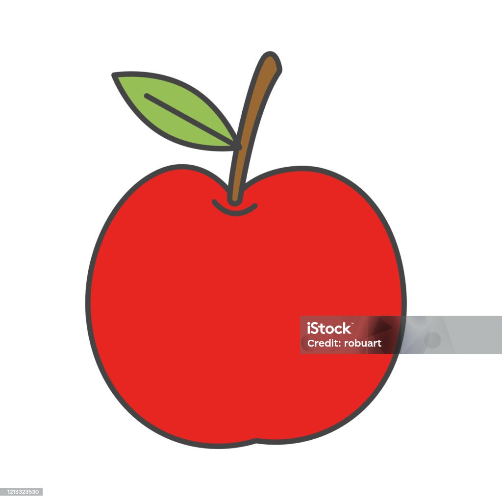 Ilustrasi Kartun Apel Merah Sederhana Terisolasi Ilustrasi Stok Unduh