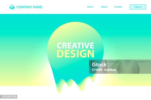 Halaman Arahan Template Desain Abstrak Bentuk Cairan Hijau Latar