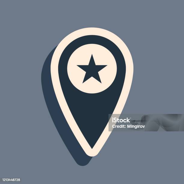 Pointeur De Carte Noire Avec Licône Détoile Isolée Sur Le Fond Gris
