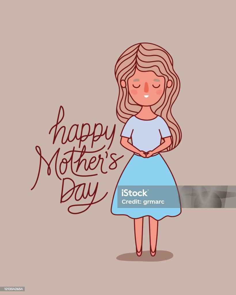 Mother Cartoon With Happy Mothers Day Text Vector Design Stock