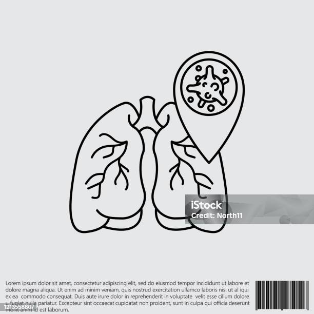 Virus Bactéries Et Poumons Ligne Icône Linéaire Symbole Signe