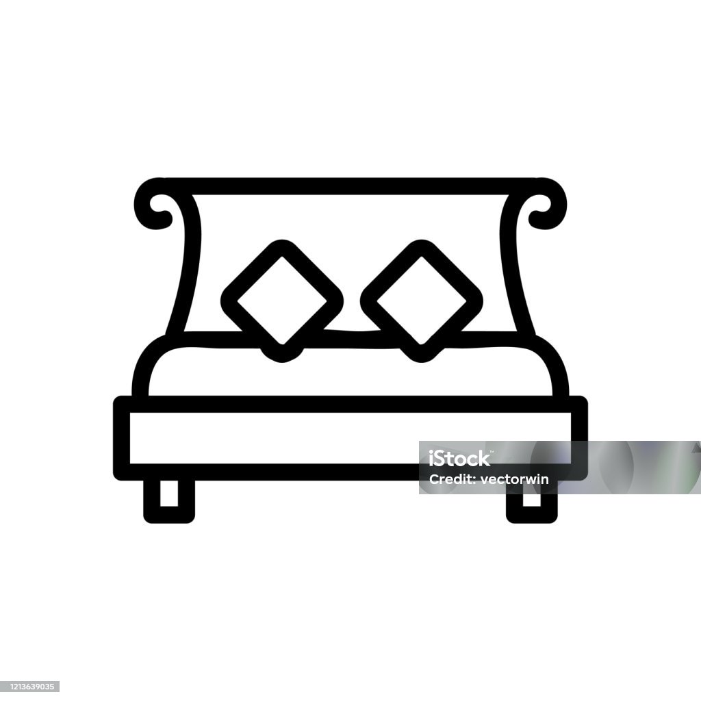 Vektor Ikon Tempat Tidur Modern Ilustrasi Simbol Kontur Terisolasi