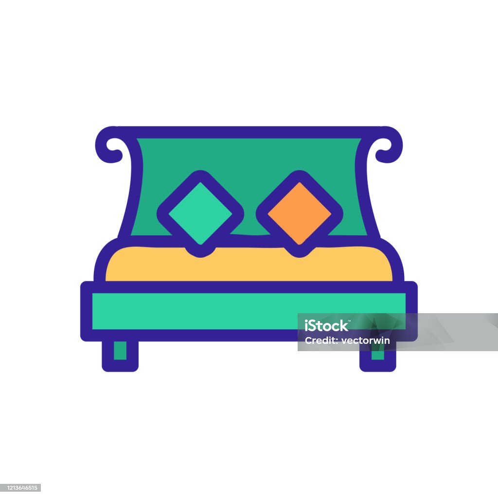Vektor Ikon Tempat Tidur Modern Ilustrasi Simbol Kontur Terisolasi