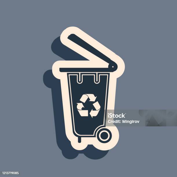 Bac De Recyclage Noir Avec Licône De Symbole De Recyclage Isolée Sur Le