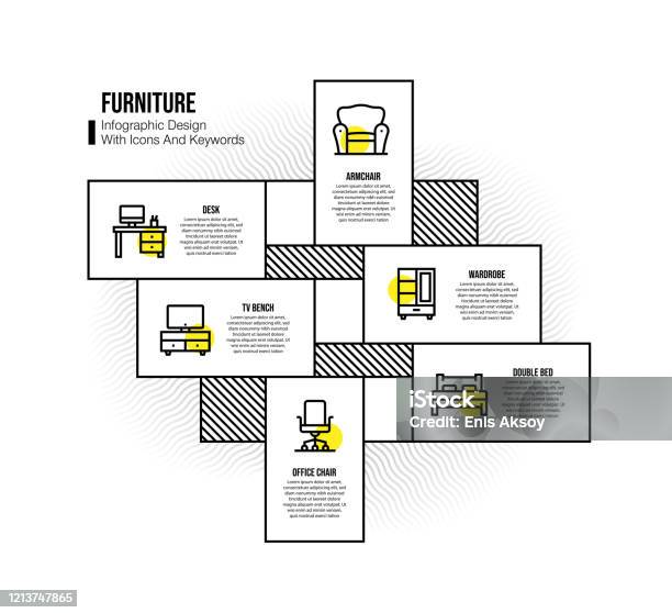Template Desain Infografis Dengan Kata Kunci Dan Ikon Furnitur