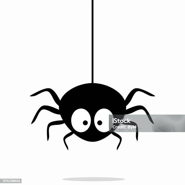 Söt Svart Spindel Hänger På Ett Spindelnät Isolerat På Vit Bakgrund ... Söt Svart Spindel Hänger På Ett Spindelnät Isolerat På Vit Bakgrund ...