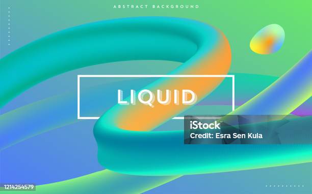 Template Desain Cair Abstrak Trendi Dengan Bentuk Aliran 3d Ilustrasi