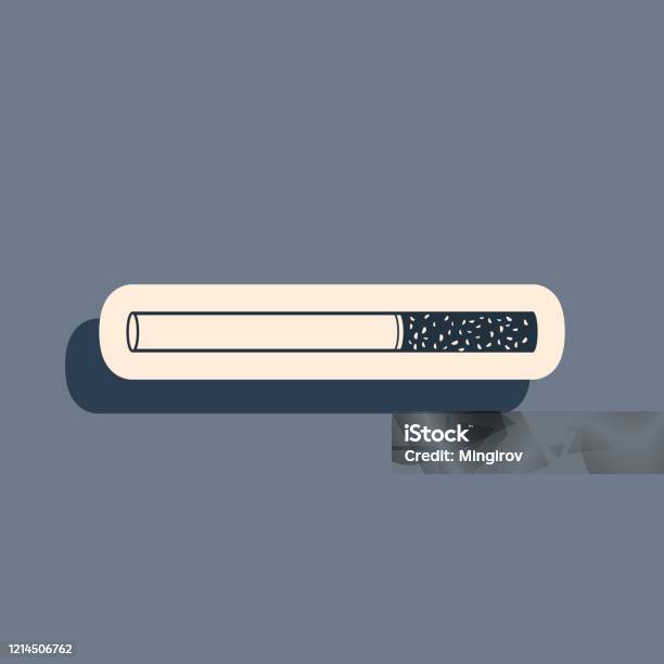 Icône Noire De Cigarette Isolée Sur Le Fond Gris Signe De Tabac Symbole