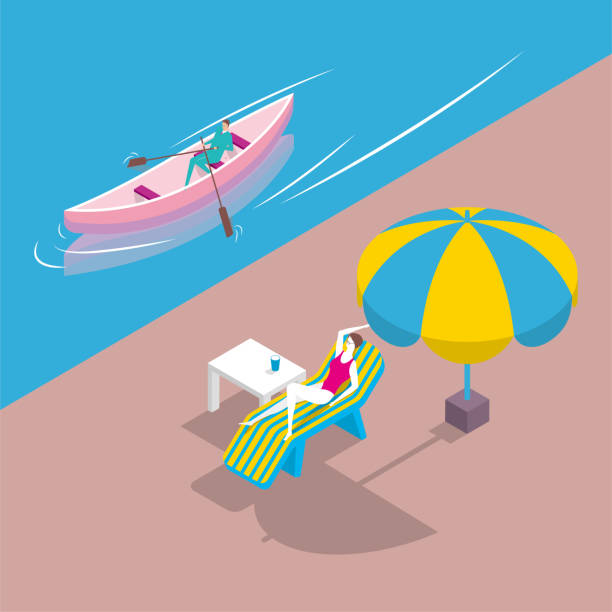 320 Femme Transat Plage Stock Illustrations Graphiques Vectoriels