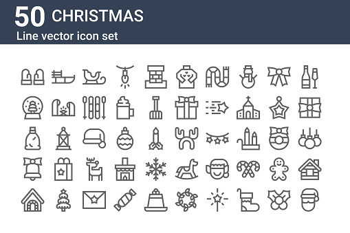 Kumpulan 50 Ikon Natal Garis Besar Ikon Garis Tipis Seperti Santa Claus ... Kumpulan 50 Ikon Natal Garis Besar Ikon Garis Tipis Seperti Santa Claus ...