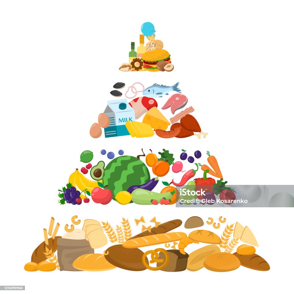 Food Pyramid Vector Isolated Bread And Cereal Stock Illustration