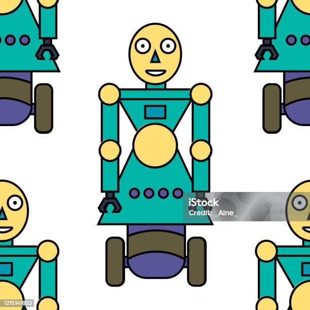 Pola Mulus Dengan Robot Linear Kartun Terisolasi Di Latar Belakang ... Pola Mulus Dengan Robot Linear Kartun Terisolasi Di Latar Belakang ...