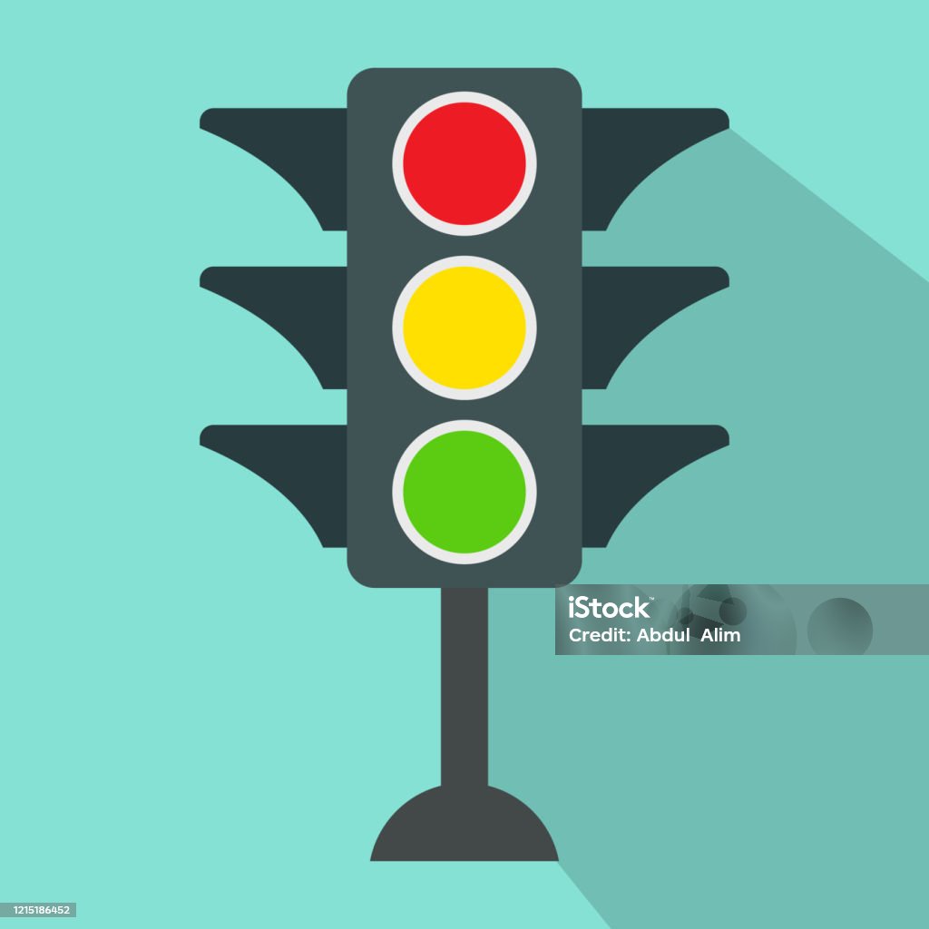 Ilustrasi Vektor Lampu Lalu Lintas Dengan Latar Belakang Warna