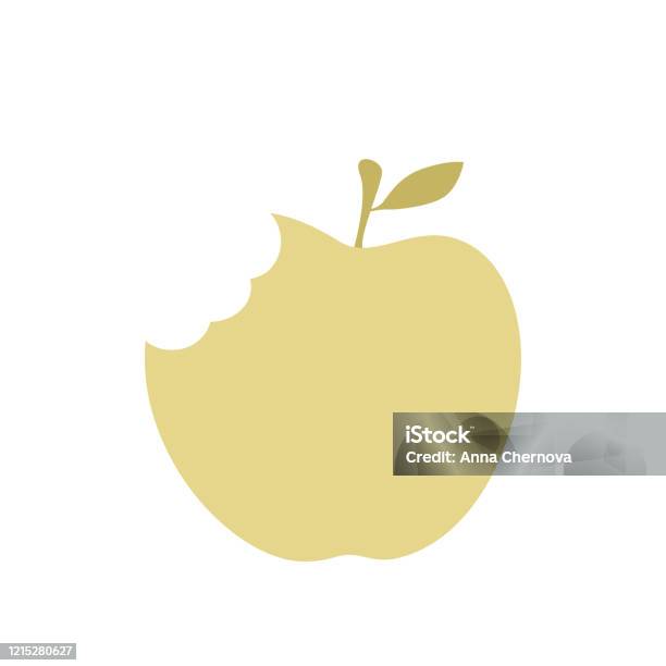 Ikon Apel Yang Digigit Inti Apel Sampah Makanan Ilustrasi Stok Unduh
