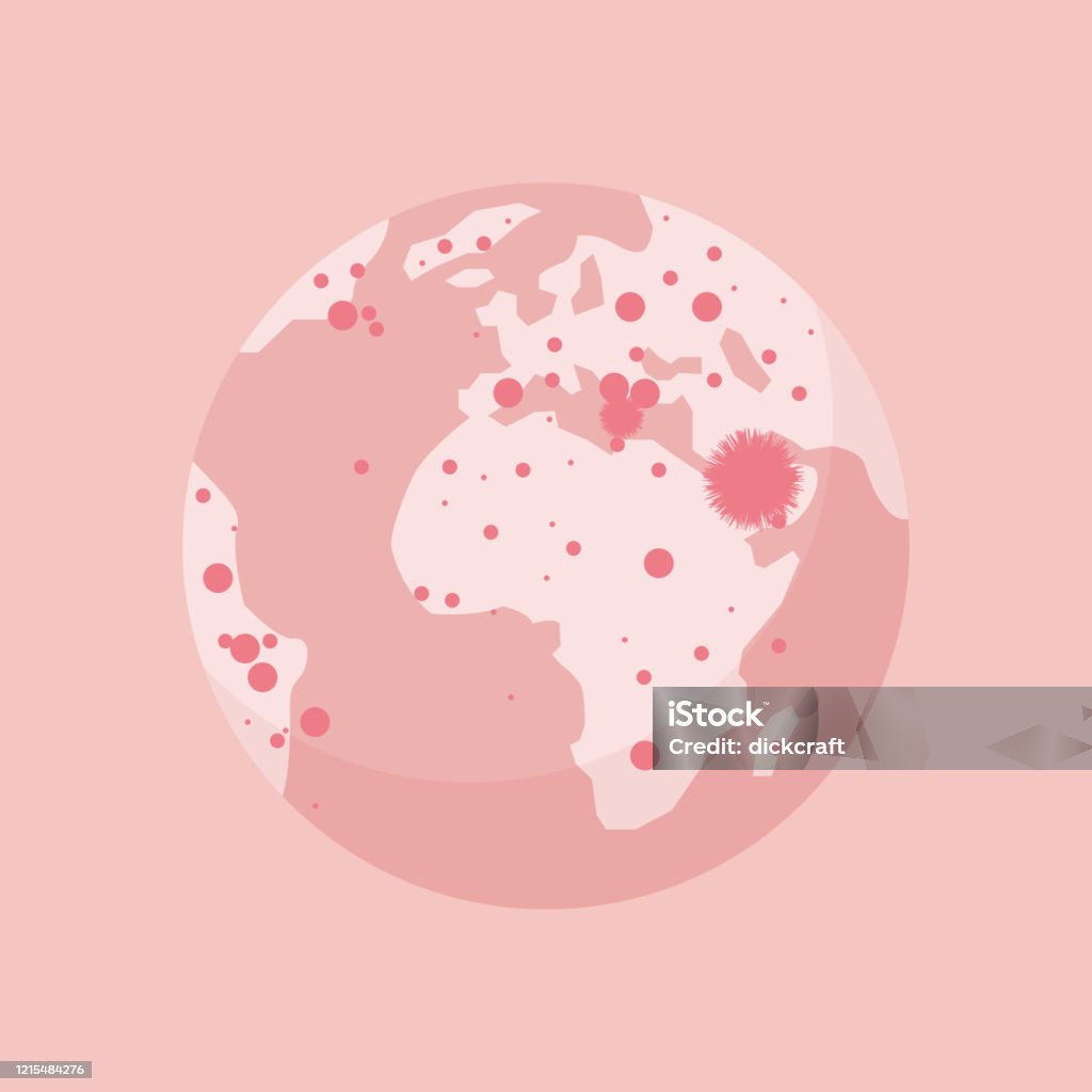 Ilustración De Ilustración Pandémica Global Del Planeta Tierra Con Puntos De Ubicación De Origen