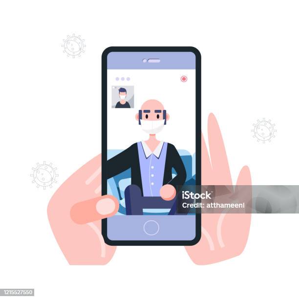 Konsep Karantina Jarak Sosial Orangorang Yang Mengenakan Masker Melawan