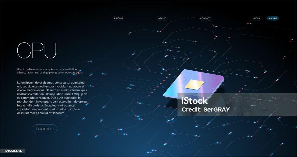 Quantum Computer Large Data Processing Database Conceptcpu Isometric