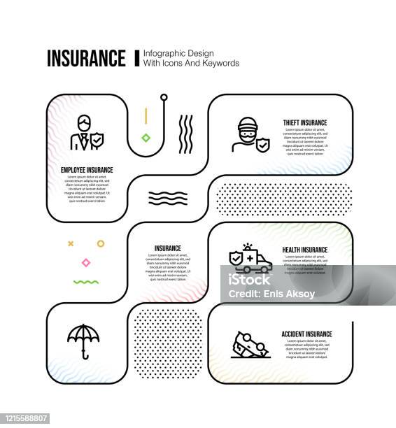 Template Desain Infografis Dengan Kata Kunci Dan Ikon Asuransi