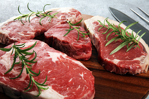 Variasi Steak Mentah Barbecue Rib Eye Steak Steak Wagyu Entrecote Yang