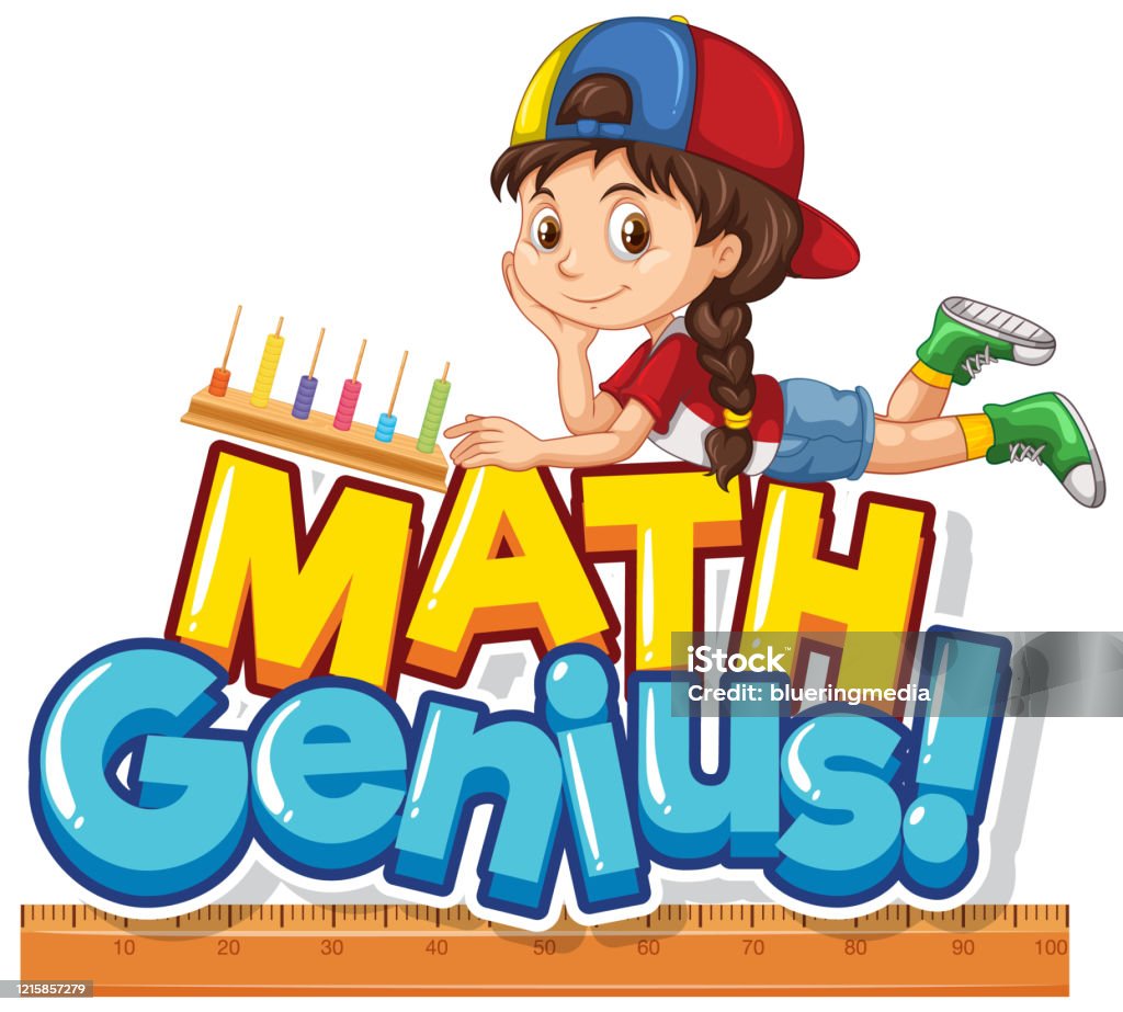 Desain Font Untuk Jenius Matematika Kata Dengan Gadis Imut Ilustrasi ... Desain Font Untuk Jenius Matematika Kata Dengan Gadis Imut Ilustrasi ...