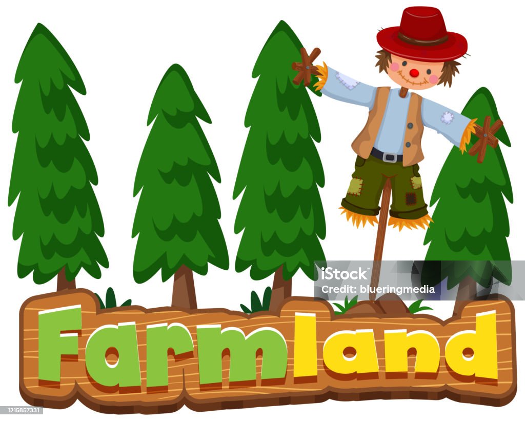 Desain Kata Untuk Lahan Pertanian Dengan Orangorangan Sawah Dan Pohon