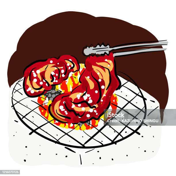Ilustrasi Desain Vektor Daging Sapi Panggang Arang Ilustrasi Stok