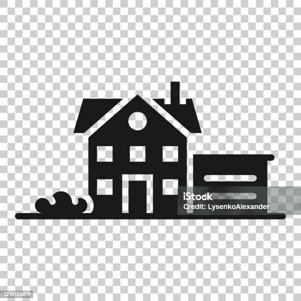 Ikon Bangunan Dalam Gaya Datar Ilustrasi Vektor Rumah Pada Latar