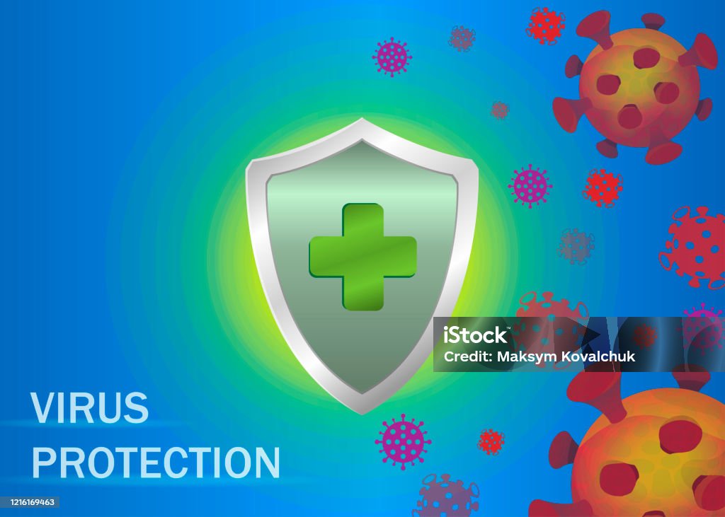 Immune System Concept With Medical Shield Bacterial And Virus Defense