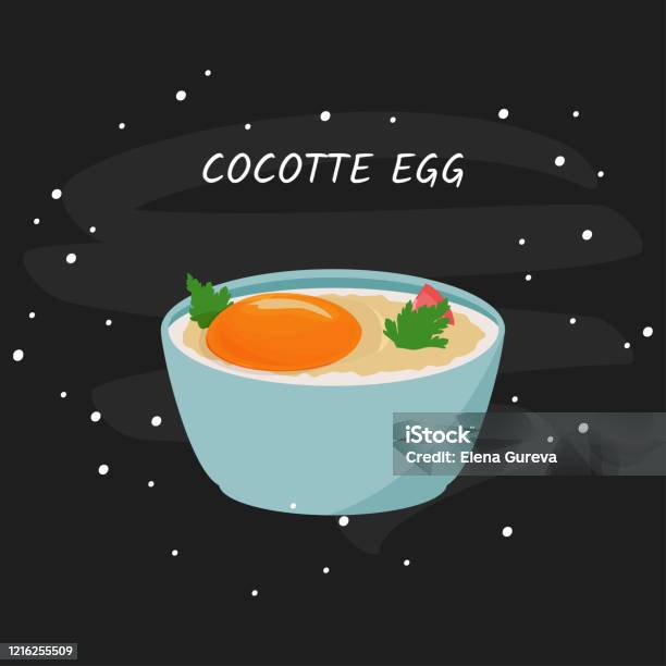 Illustration De Vecteur Doeuf De Cocotte Isolé Sur Le Fond Blanc