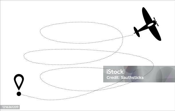 Icône Vectorielle De Ligne Davion De La Route De Vol De Trajectoire