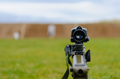 Photo Libre De Droit De Fusil Dassaut Avec Des Vues Ajustées À Un Champ