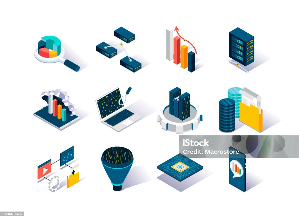 Ikon Isometrik Big Data Diatur Pengumpulan Data Penyimpanan Dalam ... Ikon Isometrik Big Data Diatur Pengumpulan Data Penyimpanan Dalam ...