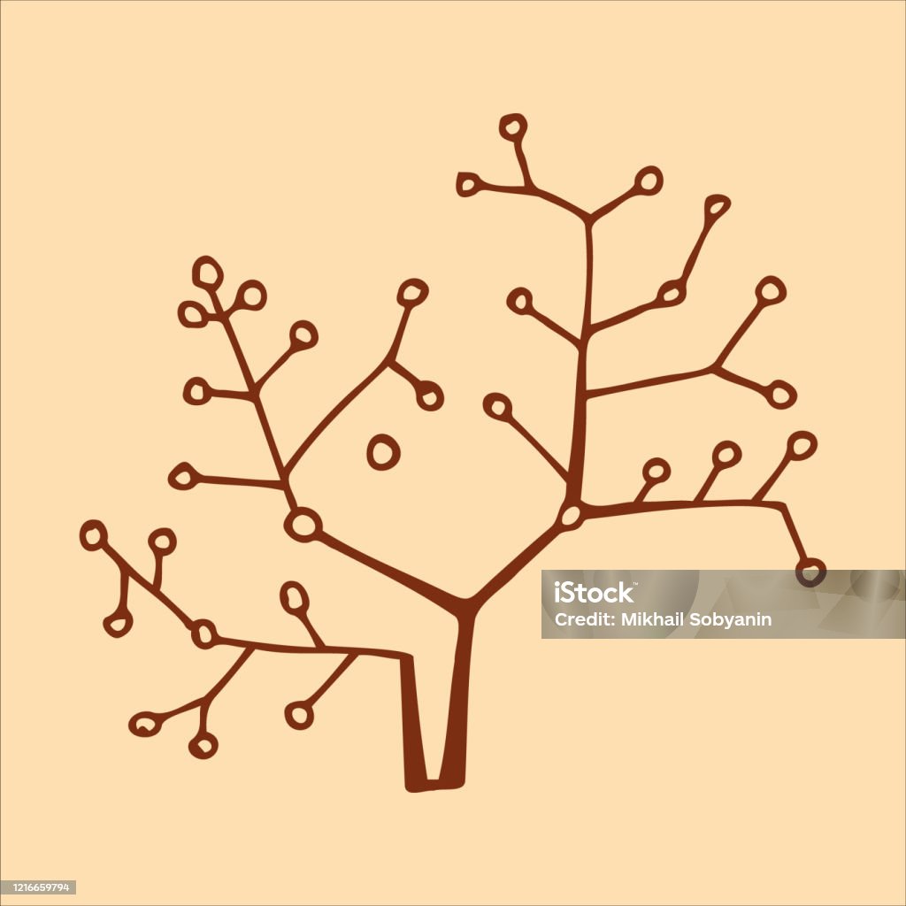 Ilustración De Ilustración De Garabatos De Un Solo Elemento Árbol