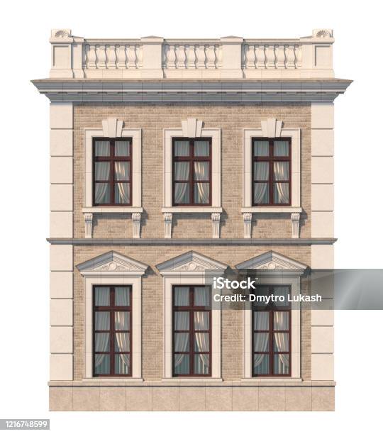 Fasad Rumah Klasik Dua Lantai Dengan Jendela Rendering 3d Foto Stok ... Fasad Rumah Klasik Dua Lantai Dengan Jendela Rendering 3d Foto Stok ...