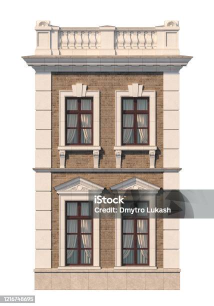 Fasad Rumah Klasik Dua Lantai Dengan Jendela Rendering 3d Foto Stok ... Fasad Rumah Klasik Dua Lantai Dengan Jendela Rendering 3d Foto Stok ...