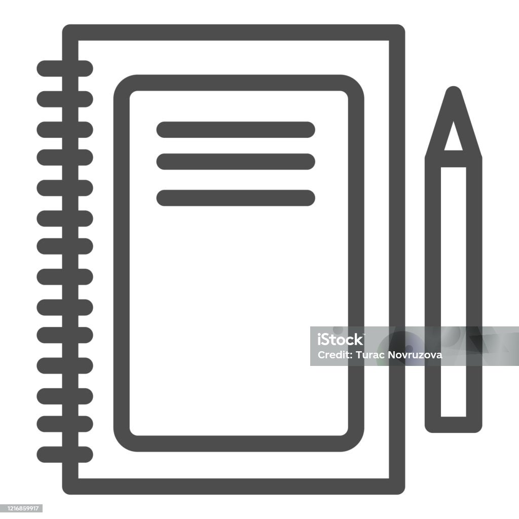 Icône De Ligne De Cahier De Paperasse Notepad Et Symbole De Stylo