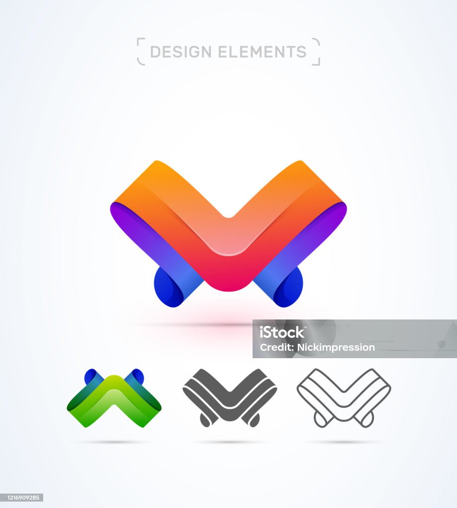 Vector Origami Abstrak Huruf M Dan W Logo Desain Template Bahan Fasih Gaya Datar Ilustrasi Stok