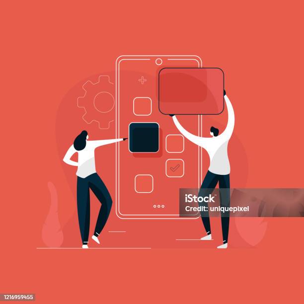 Pengembangan Aplikasi Seluler Concept Ilustrasi Desainer Dan Pengembang