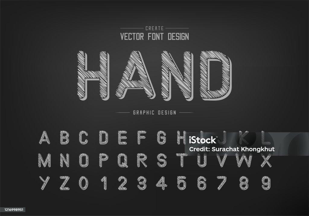 Font Pensil Dan Vektor Alfabet Sketsa Huruf Jenis Huruf Dan Desain Angka Teks Grafis Di Latar